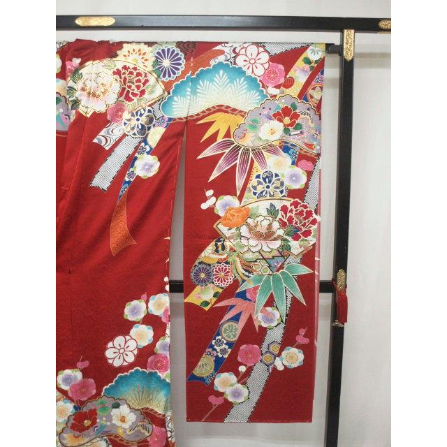 未仕立て 0513 正絹京友禅振袖 茜色 松竹梅 :FR0513:きもの 遊着苑 - 通販 - Yahoo!ショッピング