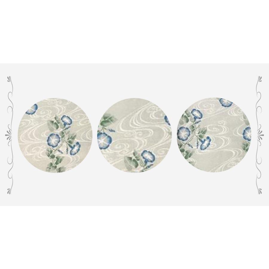 半幅帯 浴衣帯 ゆかた帯 桐生織 ポリエステル オフホワイト ライトグレー 灰色 花 朝顔 観世水 流水 和柄 麻の葉 リバーシブル ユニーク 個性的 お洒 No.10-5575 :10 ...