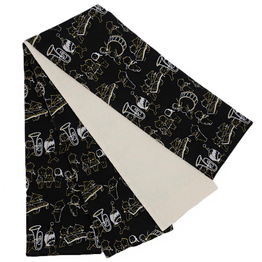 半幅帯 浴衣帯 ゆかた帯 桐生織 ポリエステル 黒地 キューピー 赤ちゃん 子供 楽器 吹奏楽 音楽隊 楽器隊 リバーシブル ユニー No.10-5597 : 六華ricca - 通販 ...