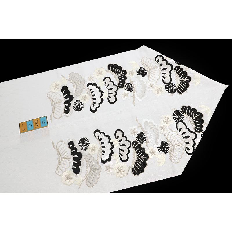 半衿 半襟 振袖 成人式 刺繍 白地 銀 シルバー 黒 笠松 梅 笹 菊 立涌 綸子 LongCiel 礼装用 刺繍半衿 結婚式 No.10-6290 : 六華ricca - 通販 ...