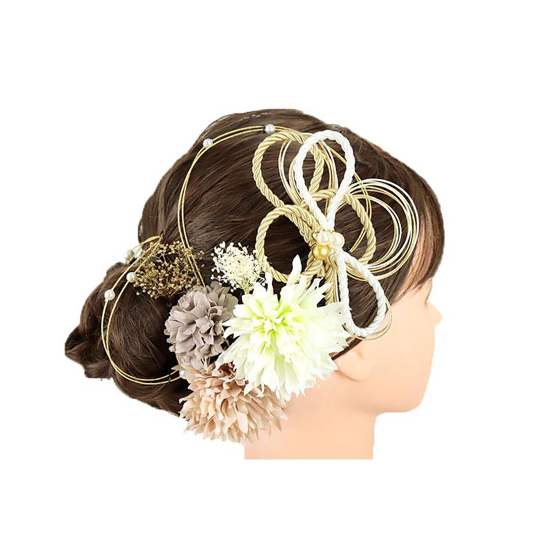 髪飾り 成人式 水引 振袖 袴 花 菊 かすみそう 7点セット 白 ゴールド 紫 ピンク 組紐 造花 パール ビーズ トレンド Uピン 小 No.12-0784 : 12-0784 : 六華 ...