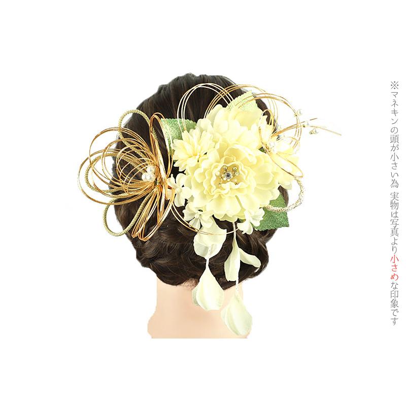 髪飾り 成人式 水引 振袖 袴 花 2点セット 菊 白 ゴールド 下がり 組紐 造花 パール ビーズ ラインストーン ラメ キラキラ ユニ No.12-0847 : 六華ricca - 通販 ...