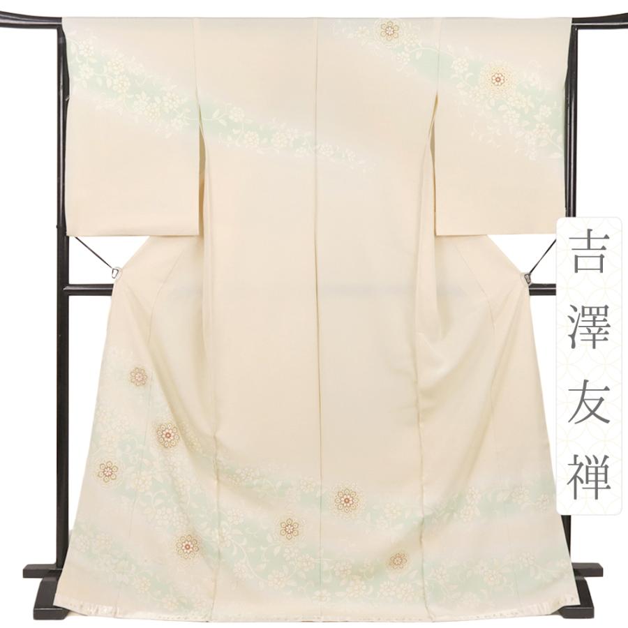 訪問着 七五三 正絹 クリーム色 薄黄色 華文 花唐草 古典 未仕立て 仮絵羽 着物 反物 フォーマル 礼装用 吉澤友禅 矢萩春恵 十 No.2-0245 : 六華ricca - 通販 ...
