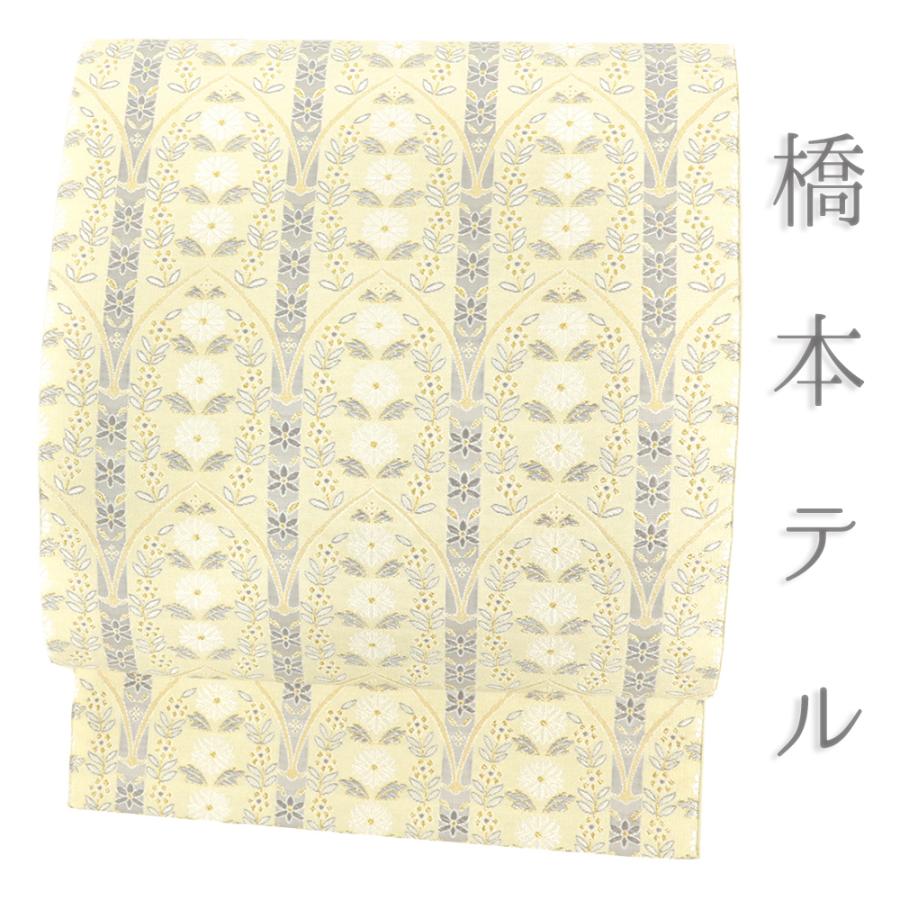 袋帯 橋本テル織物 正絹 クリーム色 金 花 菊 縞 唐織 仕立て上がり 礼装用 セミフォーマル 西陣織 証紙 No.6-2157 : 六華ricca - 通販 - Yahoo!ショッピング