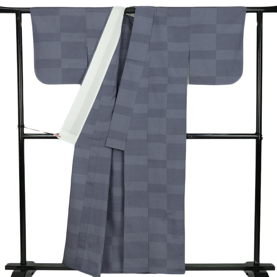 本塩沢 単衣 塩沢絣 正絹 中古 着物 リサイクル 新古品 青 100亀甲 市松 蚊絣 身丈162cm 裄65cm Lサイズ カジュアル No.i3-0878 : 六華ricca - 通販 ...