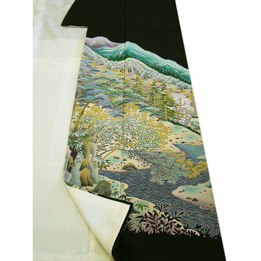 美品 作家物 縮緬地 本加工染 黒留袖（正絹）仕立上り＜D400＞ : リサイクルきもの時代屋 - 通販 - Yahoo!ショッピング