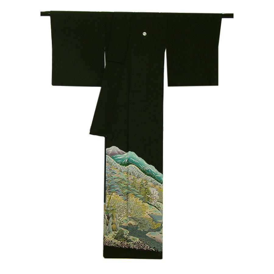 美品 作家物 縮緬地 本加工染 黒留袖（正絹）仕立上り＜D400＞ : リサイクルきもの時代屋 - 通販 - Yahoo!ショッピング