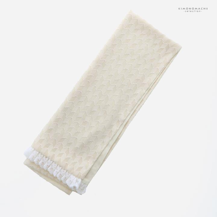 帯揚げ シフォン レース 単品「オフホワイト」ポリエステル 日本製