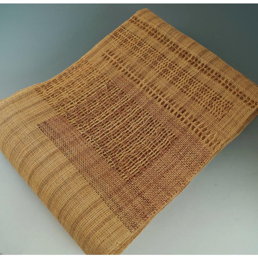 羽越しな布 八寸名古屋帯 夏物 しな織 紗 古代織 送料無料 中古 羽越しな布 八寸名古屋帯 夏物 しな織 紗 古代織 送料無料 中古