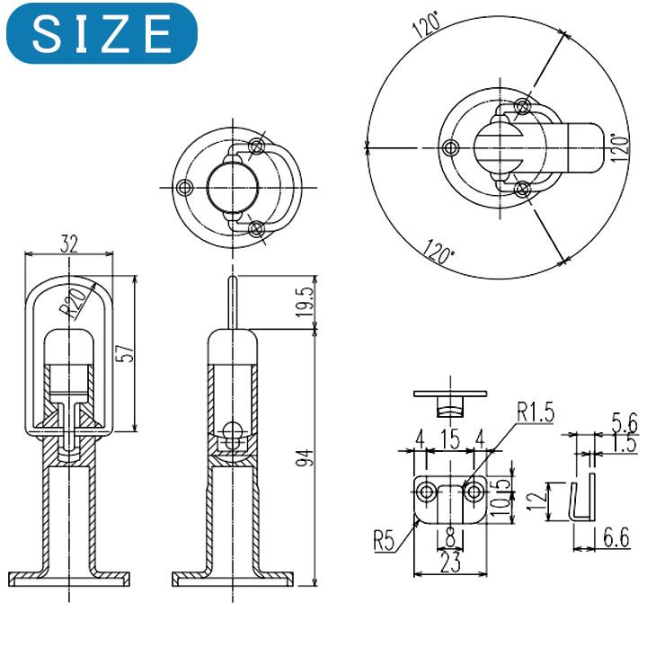 YKK AP YKKAP ドアストッパー HH2K16355 床・壁付兼用金属塗装タイプ HH-2K-16355 HH-2K16355 室内 ...