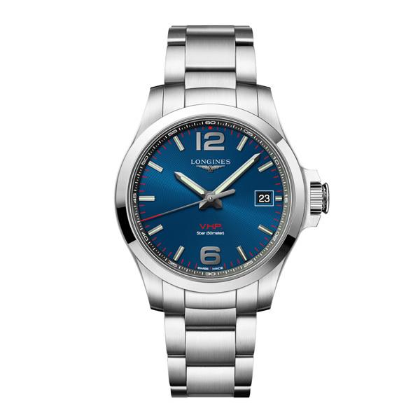 LONGINES 【訳あり】ロンジン腕時計 正規品 コンクエストV.H.P/パーペチュアルカレンダー L37164966 青色文字盤 ...