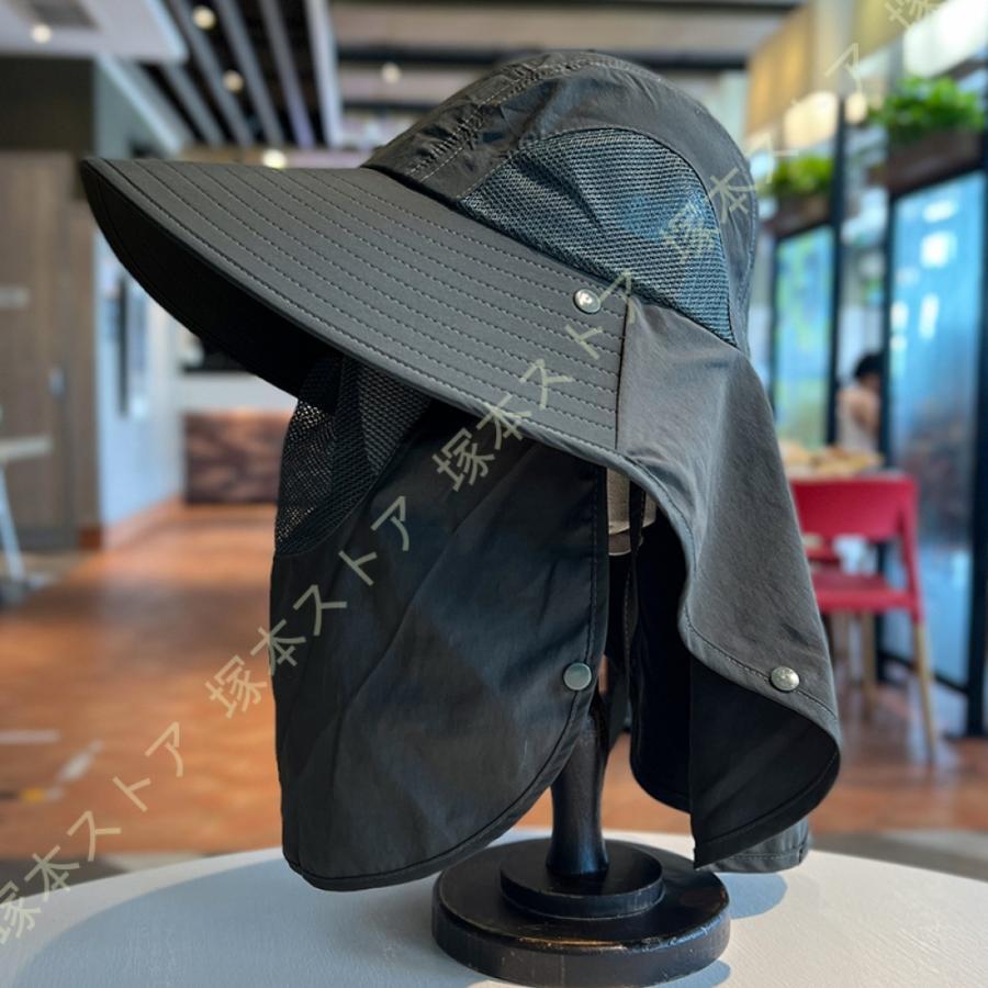 つば広ハット レディース 日よけ帽子 春夏 サンバイザー UPF50+ UVカット 帽子 フェイスカバー付き 折りたたみ 農作業 ガーデニング ...