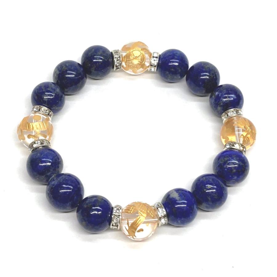 四神獣金彫水晶×ラピスラズリ パワーストーン ブレスレット 天然石ブレス 12mm (シルバー) お守り : パワーストーン Kinari&Co. - 通販 - Yahoo!ショッピング