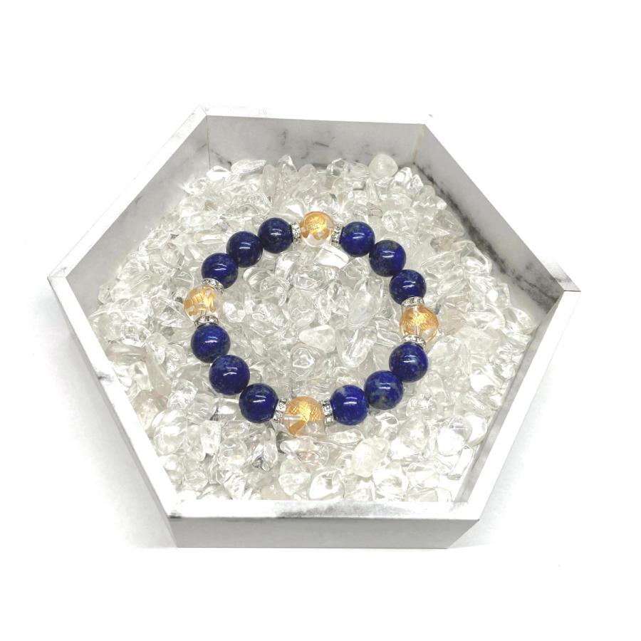 四神獣金彫水晶×ラピスラズリ パワーストーン ブレスレット 天然石ブレス 12mm (シルバー) お守り : パワーストーン Kinari&Co. - 通販 - Yahoo!ショッピング