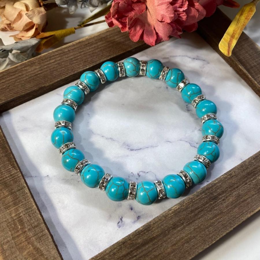 ターコイズ パワーストーン ブレスレット (シルバー) 10mm #2 : パワーストーン Kinari&Co. - 通販 - Yahoo!ショッピング