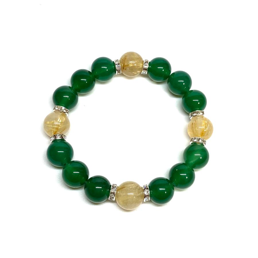 ルチルクォーツ&緑瑪瑙 パワーストーン ブレスレット 天然石ブレス (シルバー) 12mm 金運 仕事運 :rutilequartz-084:パワーストーン Kinari&Co. - 通販 ...