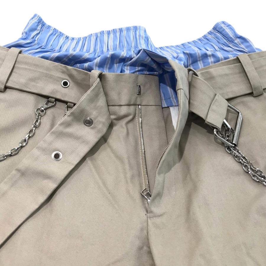 【値下げ】BLUEMARBLE 「Double Layer Boxer」 レイヤードクロップドパンツ ベージュ×ブルー サイズ：M (EC ...