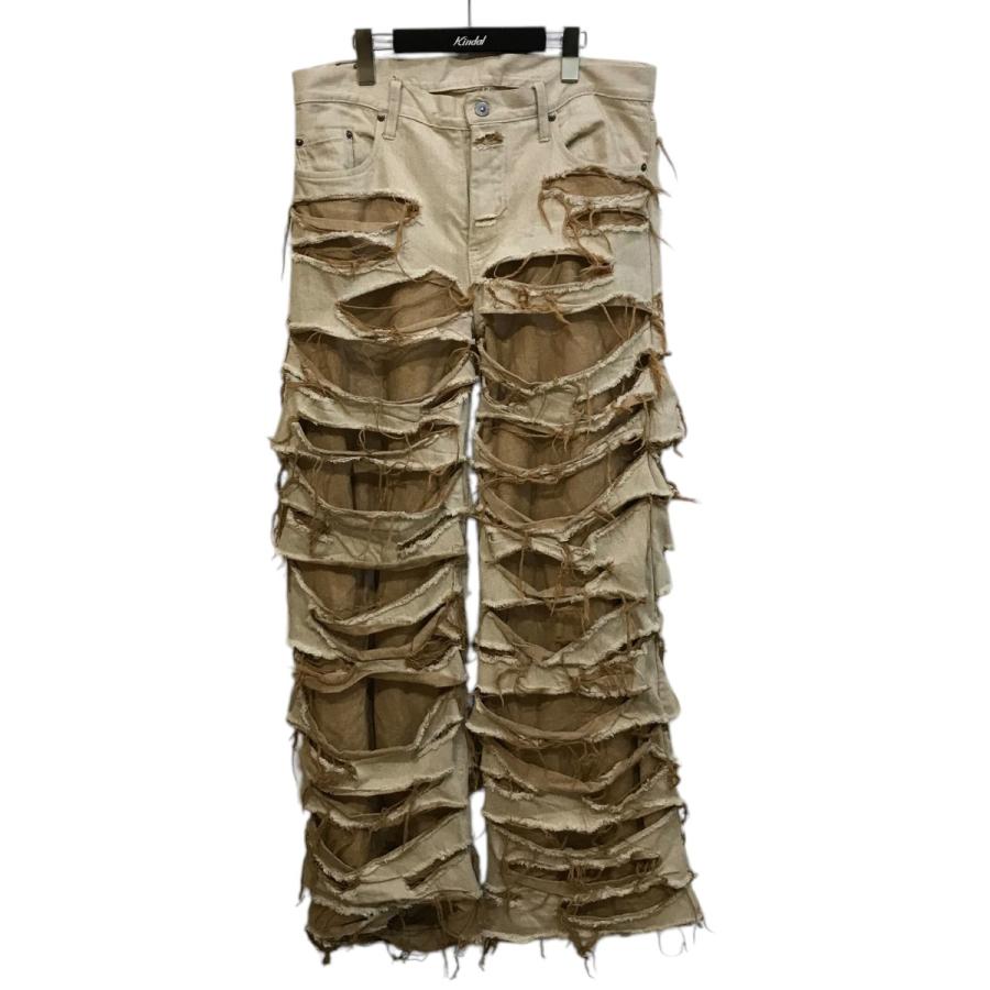 PARADOX パラドックス PARADOXE 「REAPER JEANS BAGGY BEIGE DENIM」 デストロイデニムパンツ ベージュ サイズ：40 : カインドオルYahoo!店 ...