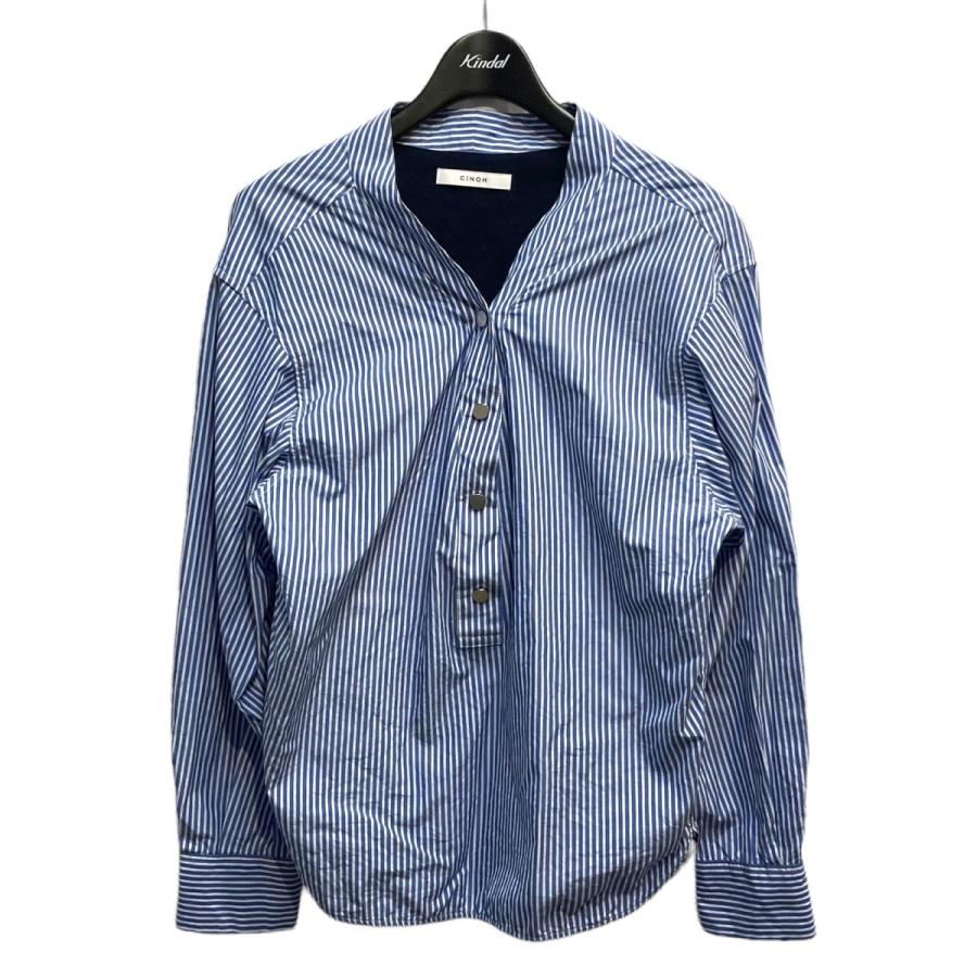 CINOH 【値下げ】CINOH Stripe V Neck Blouse Vネックブラウス ブルー×ホワイト サイズ：38 (堀江店 ...