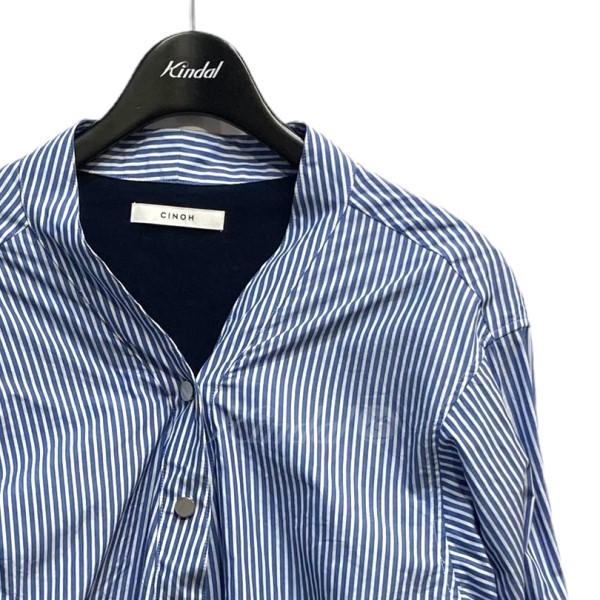 CINOH 【値下げ】CINOH Stripe V Neck Blouse Vネックブラウス ブルー×ホワイト サイズ：38 (堀江店 ...