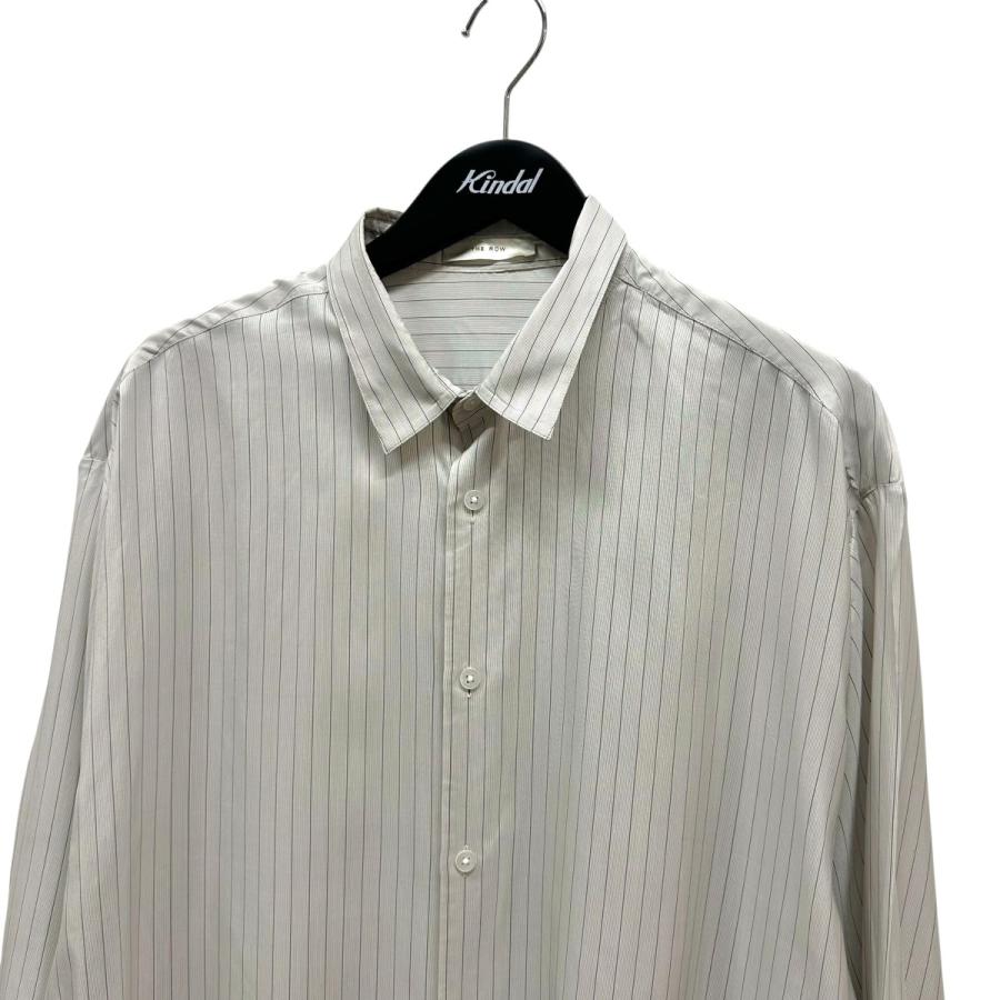 THE ROW ザロウ ALBIE SHIRT ストライプシャツ 508 W2938 グレー サイズ：L : カインドオルYahoo!店 - 通販 - Yahoo!ショッピング