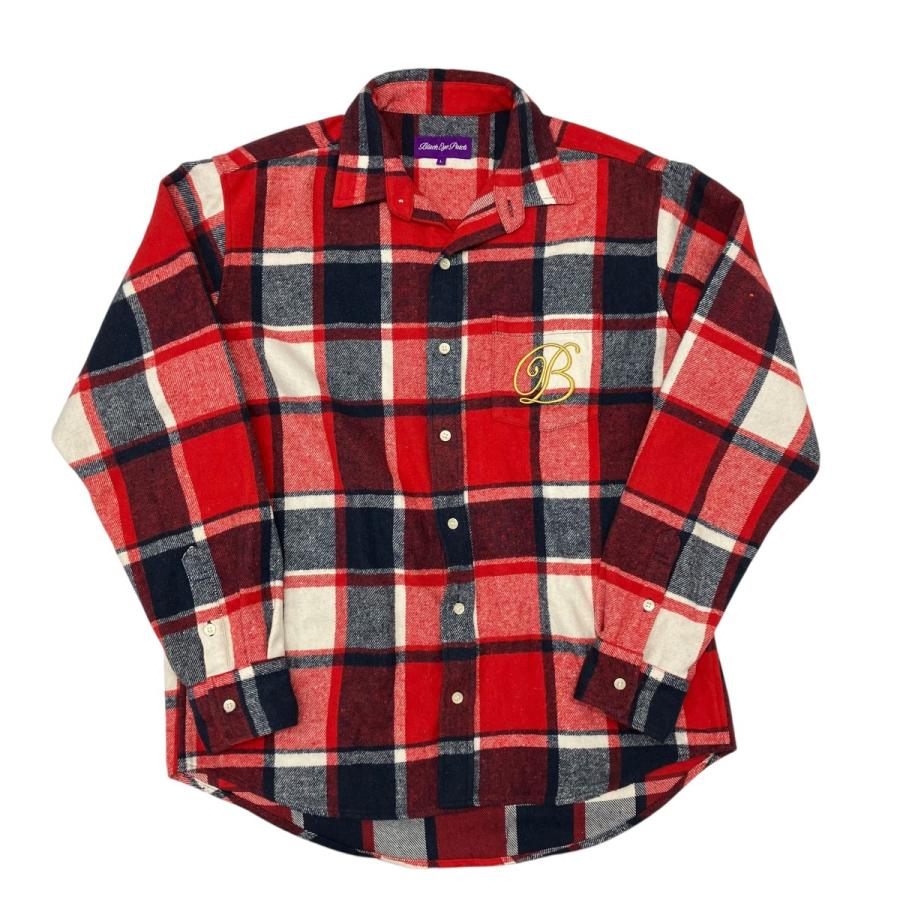 ブラックアイパッチ BlackEyePatch EMBLEM CHECKED FLANNEL L S SHIRT シャツ レッド サイズ：L : 8006001668968 : カインドオル ...