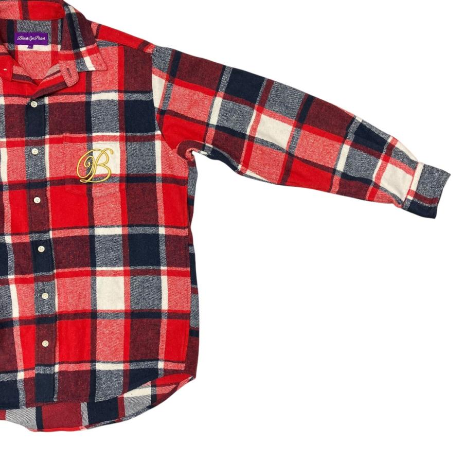 ブラックアイパッチ BlackEyePatch EMBLEM CHECKED FLANNEL L S SHIRT シャツ レッド サイズ：L : 8006001668968 : カインドオル ...