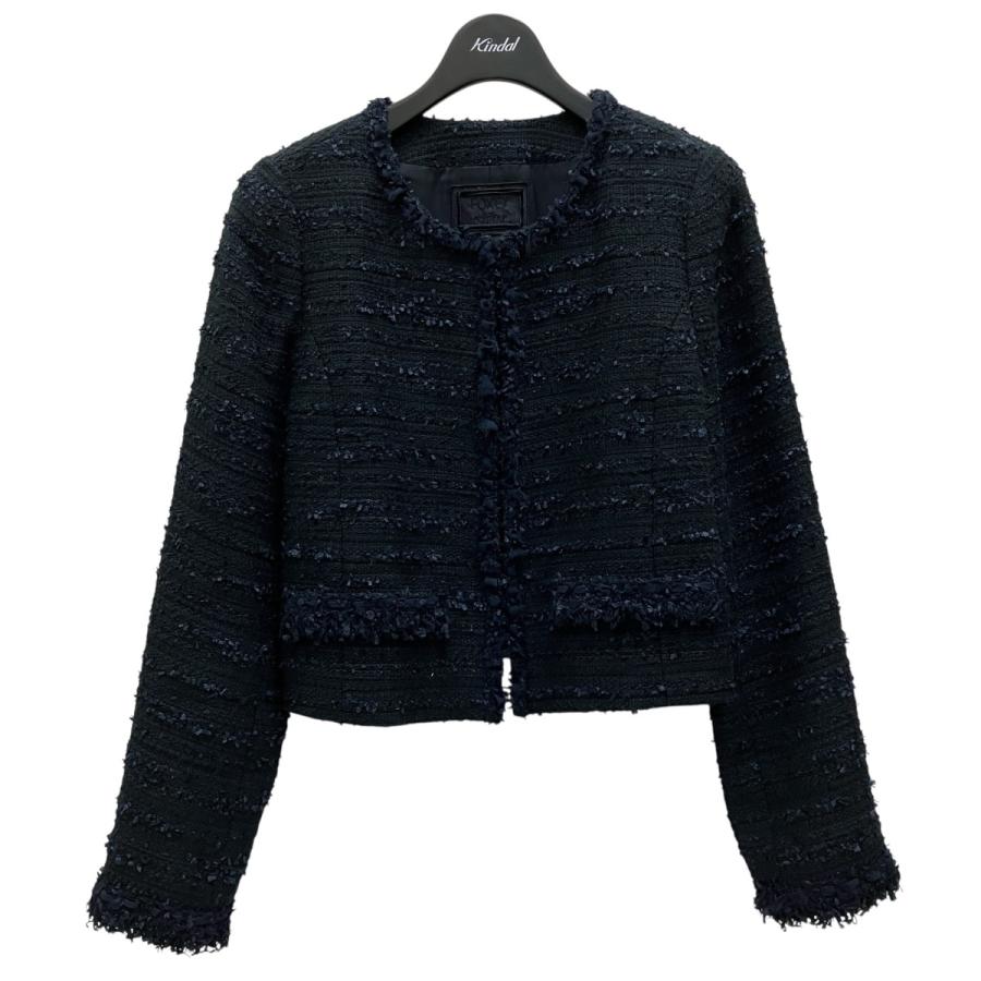 FOXEY フォクシー ノーカラージャケット 42091 ネイビー サイズ：38 : カインドオルYahoo!店 - 通販 - Yahoo!ショッピング