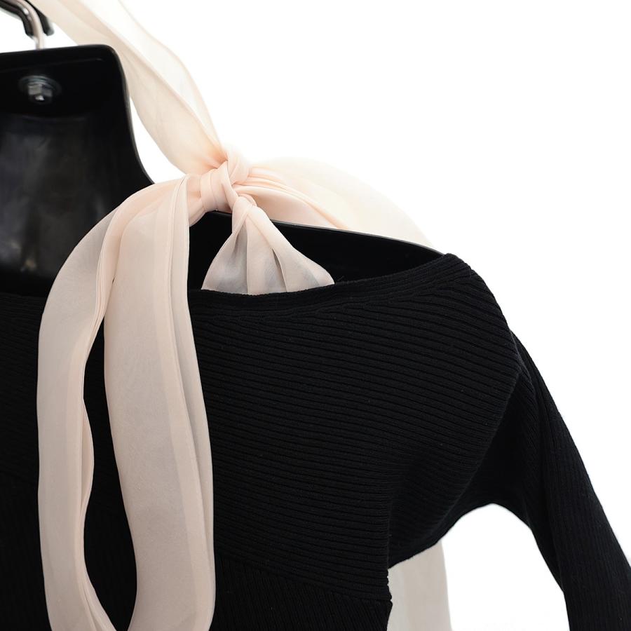 SNIDEL 【値下げ】Snidel 24SS ショルダーリボンアシメニットプルオーバー SWNT242215 ブラック／ライトベージュ系 サイズ：1 (EC) : カインドオルYahoo!店 ...