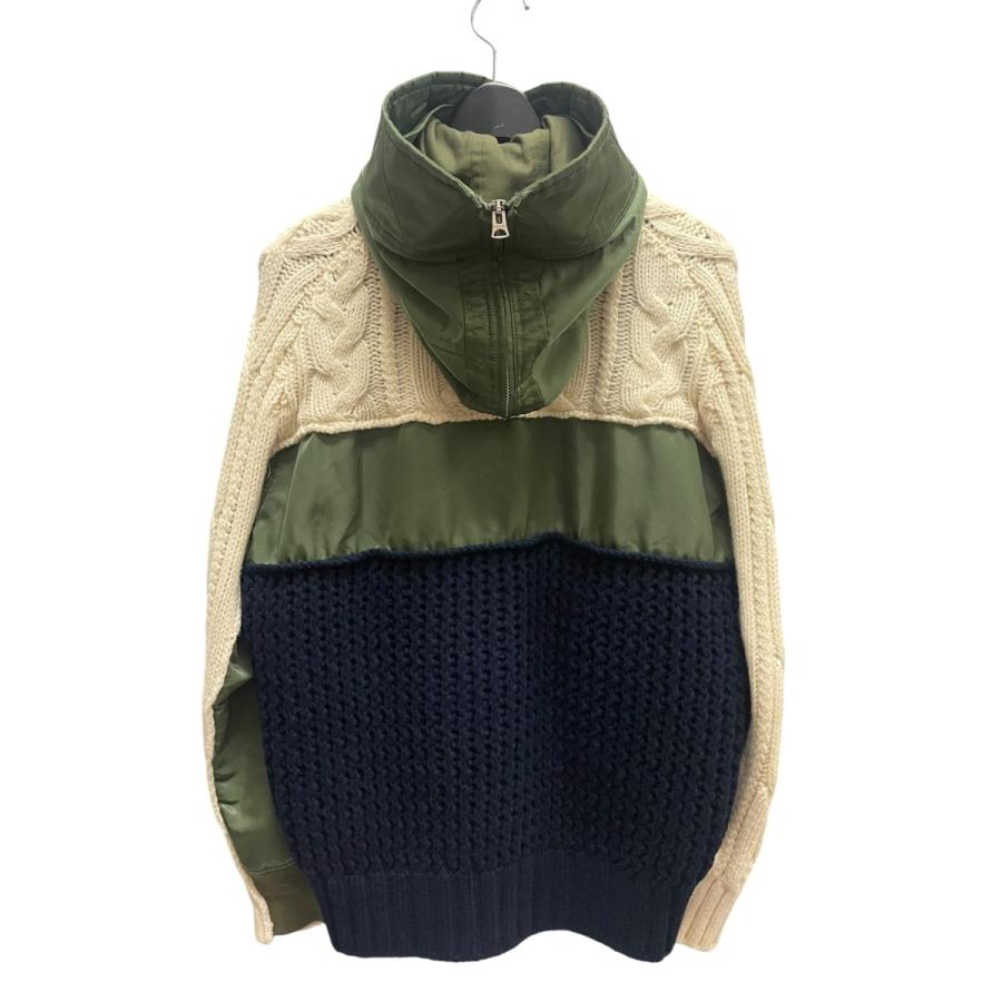 サカイ sacai CABLE KNIT MA-1 JACKET カーキ サイズ：1 : 8015000765769 : カインドオルYahoo!店 - 通販 - Yahoo!ショッピング