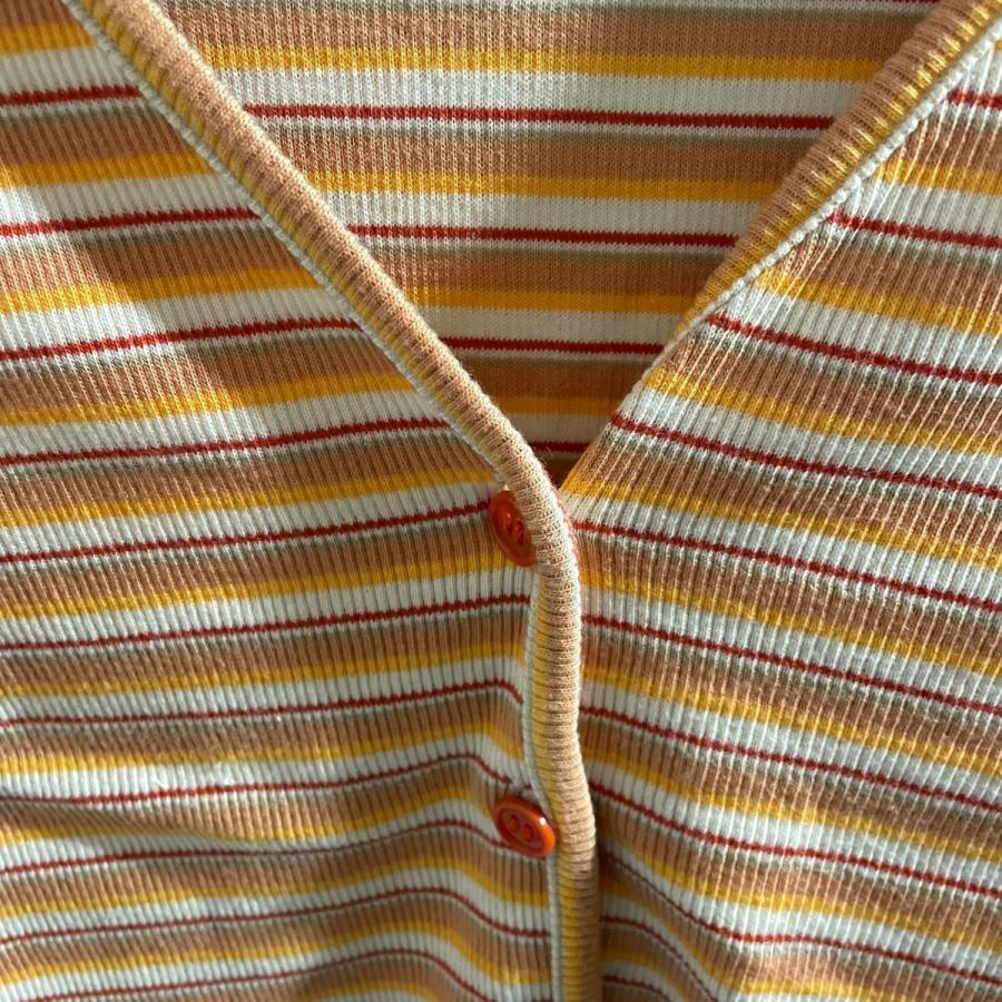 Ameri アメリ AMERI ボーダーカーディガン 01210130060 オレンジ サイズ：FREE : カインドオルYahoo!店 - 通販 - Yahoo!ショッピング