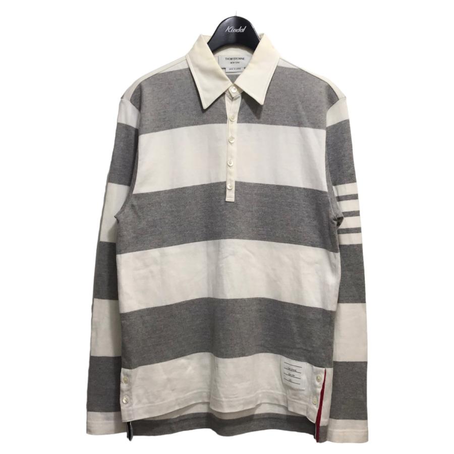 THOM BROWNE トム・ブラウン 「Rugby Stripe Relaxed Fit Long Sleeve Polo」 グレー サイズ：1 : カインドオルYahoo!店 - 通販 ...