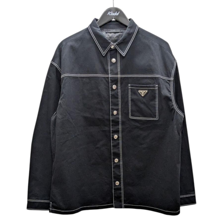 PRADA プラダ ストレッチコットンシャツジャケット ブラック サイズ：L : カインドオルYahoo!店 - 通販 - Yahoo!ショッピング