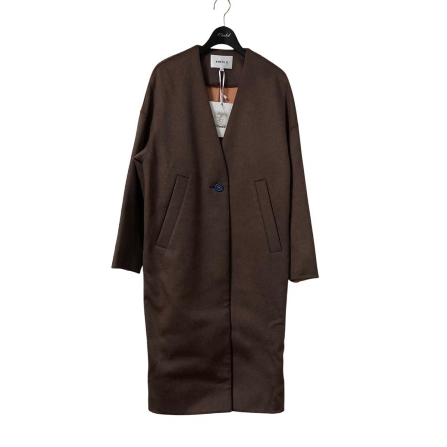 ENFOLD 【値下げ】ENFOLD NO-COLLAR COAT ノーカラーコート 300FA230 1910 ブラウン サイズ：36 (EC) : カインドオルYahoo!店 - 通販 ...
