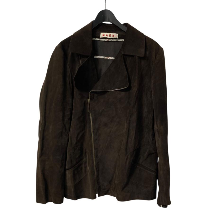 MARNI 【値下げ】MARNI スエード ダブルライダースジャケット ブラウン サイズ：48 (EC) : カインドオルYahoo!店 - 通販 - Yahoo!ショッピング
