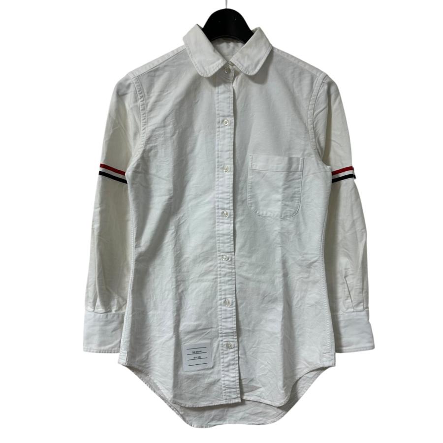 THOM BROWNE トム・ブラウン Thom Browne トリコロールテープ ラウンドカラーシャツ FLL019E 02188100 ホワイト サイズ：36 : カインドオルYahoo ...