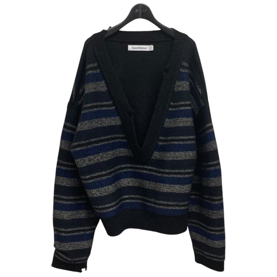 サンドウォーター SANDWATER ORGANIZED V NECK BORDER SWEATER Vネックニット ネイビー×ブラック ...