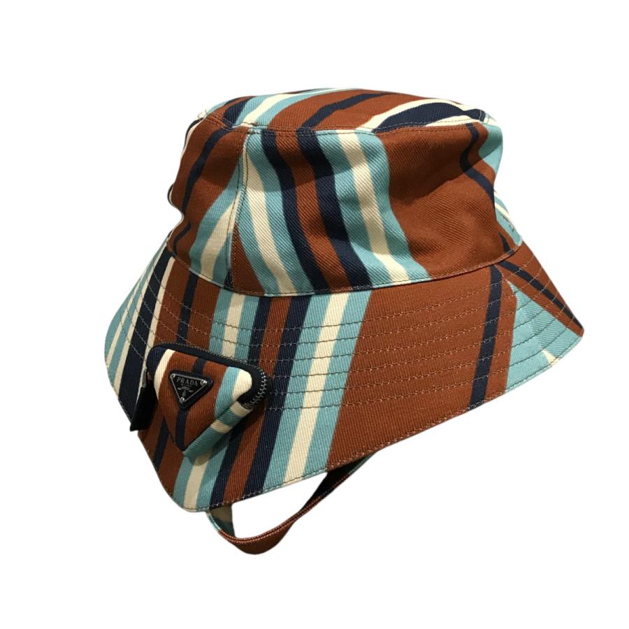 プラダ PRADA バケットハット 2HC282 ブルー×ブラウン サイズ：XL : 8042000595720 : カインドオルYahoo!店 - 通販 - Yahoo!ショッピング