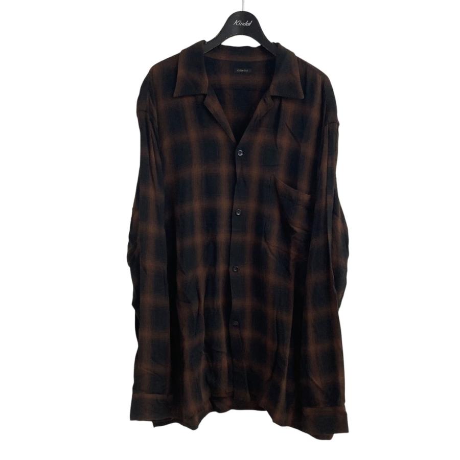 COMOLI コモリ レーヨンオープンカラーシャツ Z01-02005 ブラウン×ブラック サイズ：3 : カインドオルYahoo!店 - 通販 - Yahoo!ショッピング