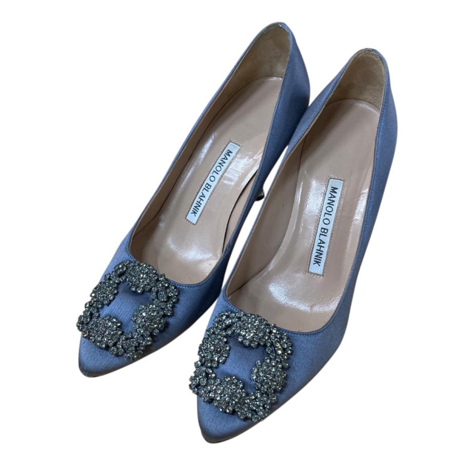MANOLO BLAHNIK マノロブラニク Manolo Blahnik ハンギシヒールパンプス グレー サイズ：35 : カインドオルYahoo!店 - 通販 - Yahoo!ショッピング
