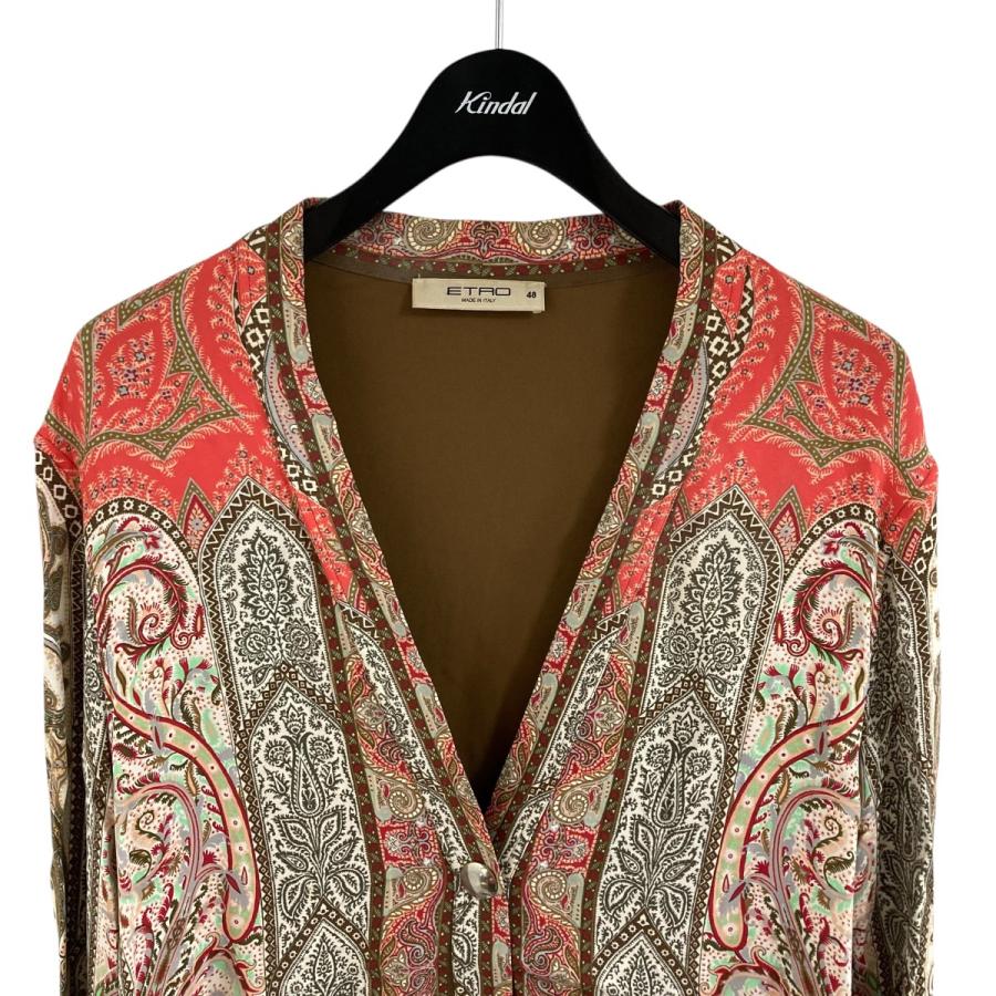 ETRO エトロ ペイズリーノーカラージャケット オレンジ×ブラウン サイズ：48 : カインドオルYahoo!店 - 通販 - Yahoo!ショッピング
