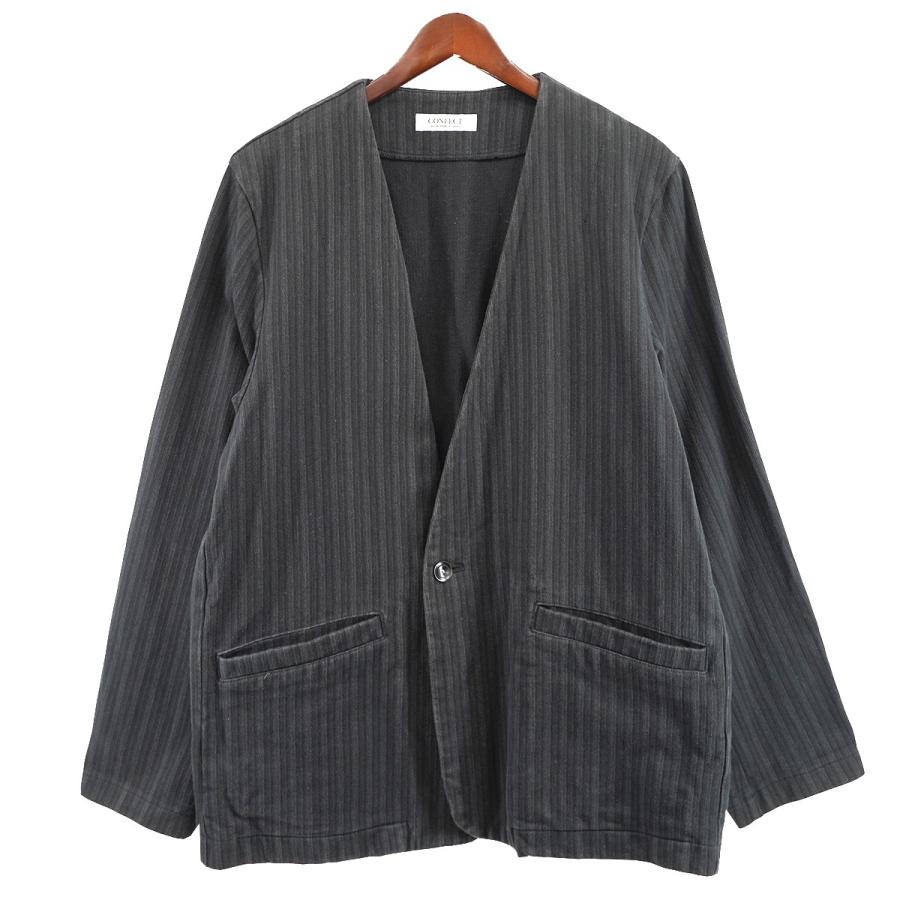 nest Robe CONFECT ネストローブコンフェクト nestrobe confect 20AW Cotton pique stripe collarless jacket コッ ...