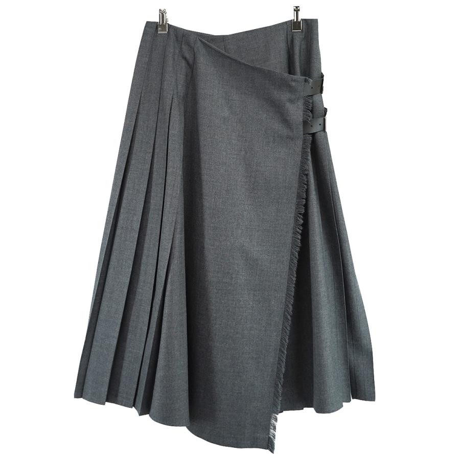 O'NEIL of DUBLIN オニールオブダブリン O’NEIL OF プリーツ ロングスカート サイドバックル 巻き スカート グレー サイズ：GB10 / F38 : カインドオル ...