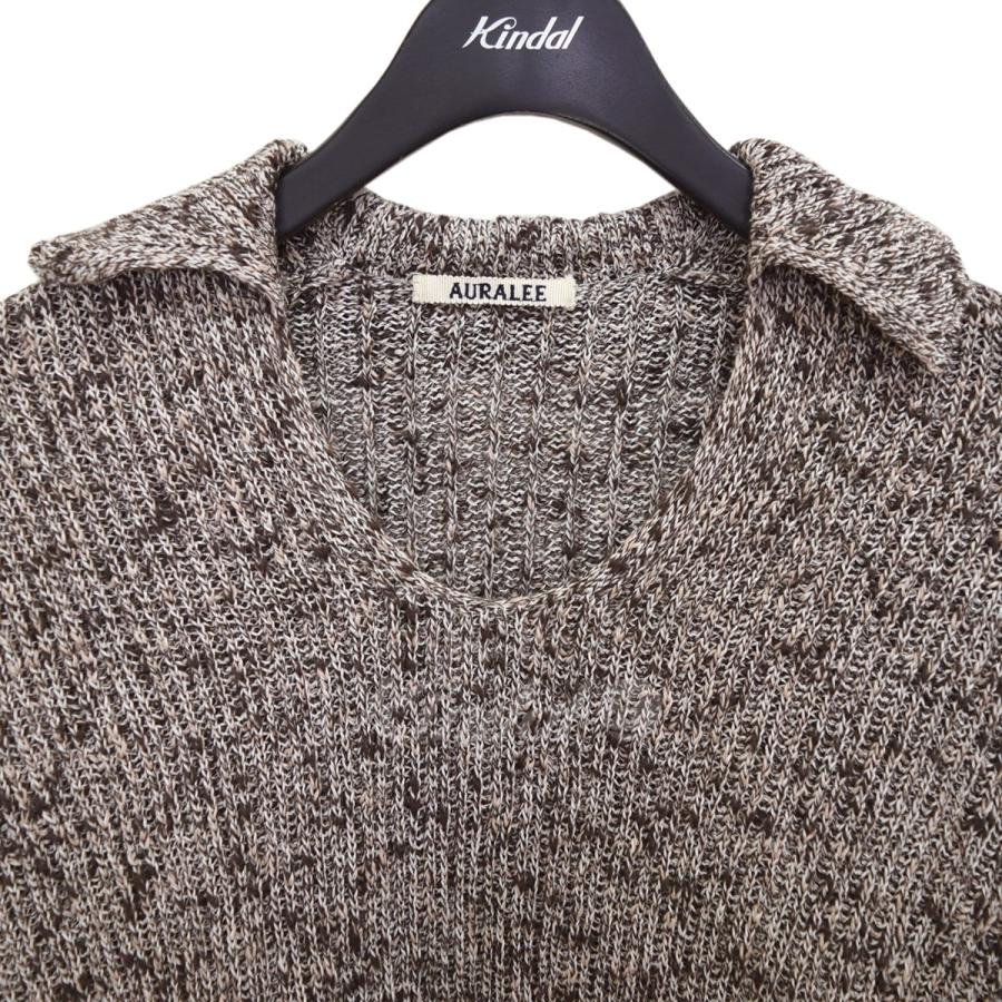 AURALEE オーラリー COTTON SLUB MIX TOP YARN RIB KNIT SKIPPER POLO ブラウン サイズ：4 : カインドオルYahoo!店 - 通販 ...