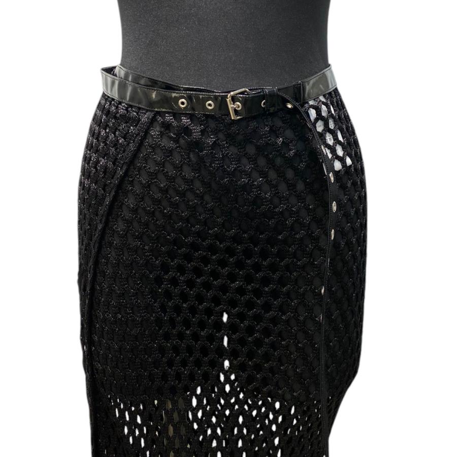 【値下げ】FETICO EMI FUNAYAMA 23SS BELTED MESH WRAP SKIRTベルトメッシュラップスカート ブラック ...