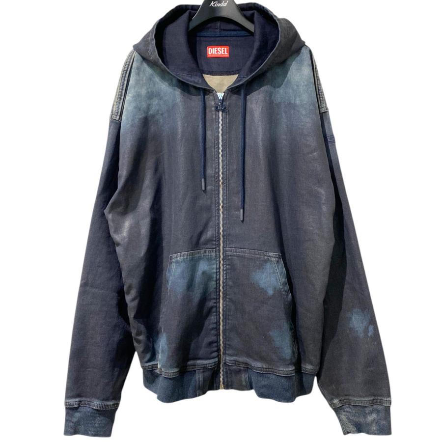 DIESEL 【値下げ】DIESEL(Glenn Martins) 24SS D-Gir-S Track Hoodie in Coatedsトラックデニムジャケット ネイビー サイズ：L ...