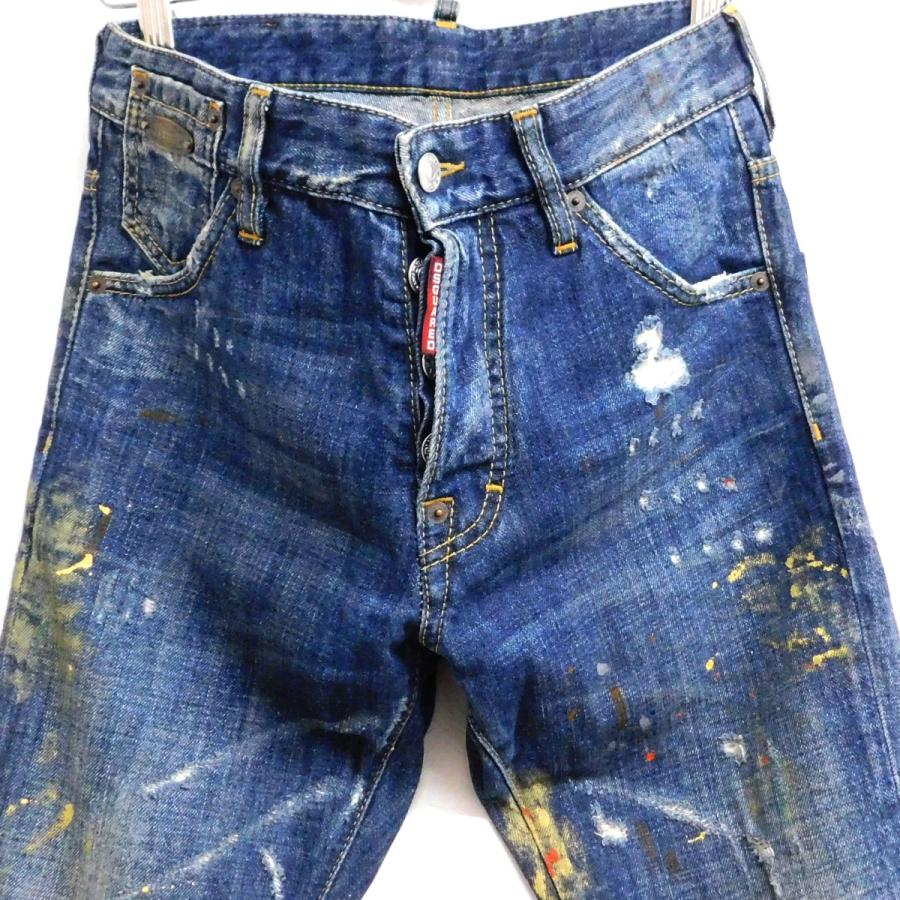 DSQUARED2 ディースクエアード ダメージペンキ加工デニム インディゴ サイズ：42 : カインドオルYahoo!店 - 通販 - Yahoo!ショッピング