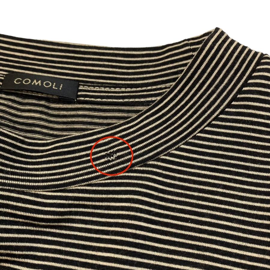 COMOLI コモリ 24SS サマーウールボーダー半袖Tシャツ Z01-05023 ブラック×ベージュ サイズ：4 : カインドオルYahoo!店 - 通販 - Yahoo!ショッピング