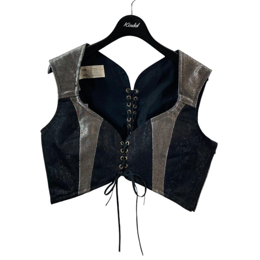77circa 【値下げ】77circa luster bustier ベスト cc24ss 38 ブラック×シルバー サイズ：M (EC) : カインドオルYahoo!店 - 通販 ...