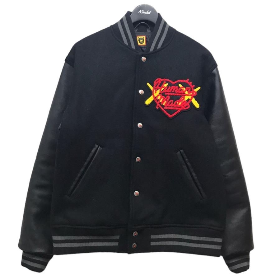 【値下げ】HUMAN MADE×KAWS 「VARSITY JACKET #2」バーシティジャケット スタジャン ブラック サイズ：M ...
